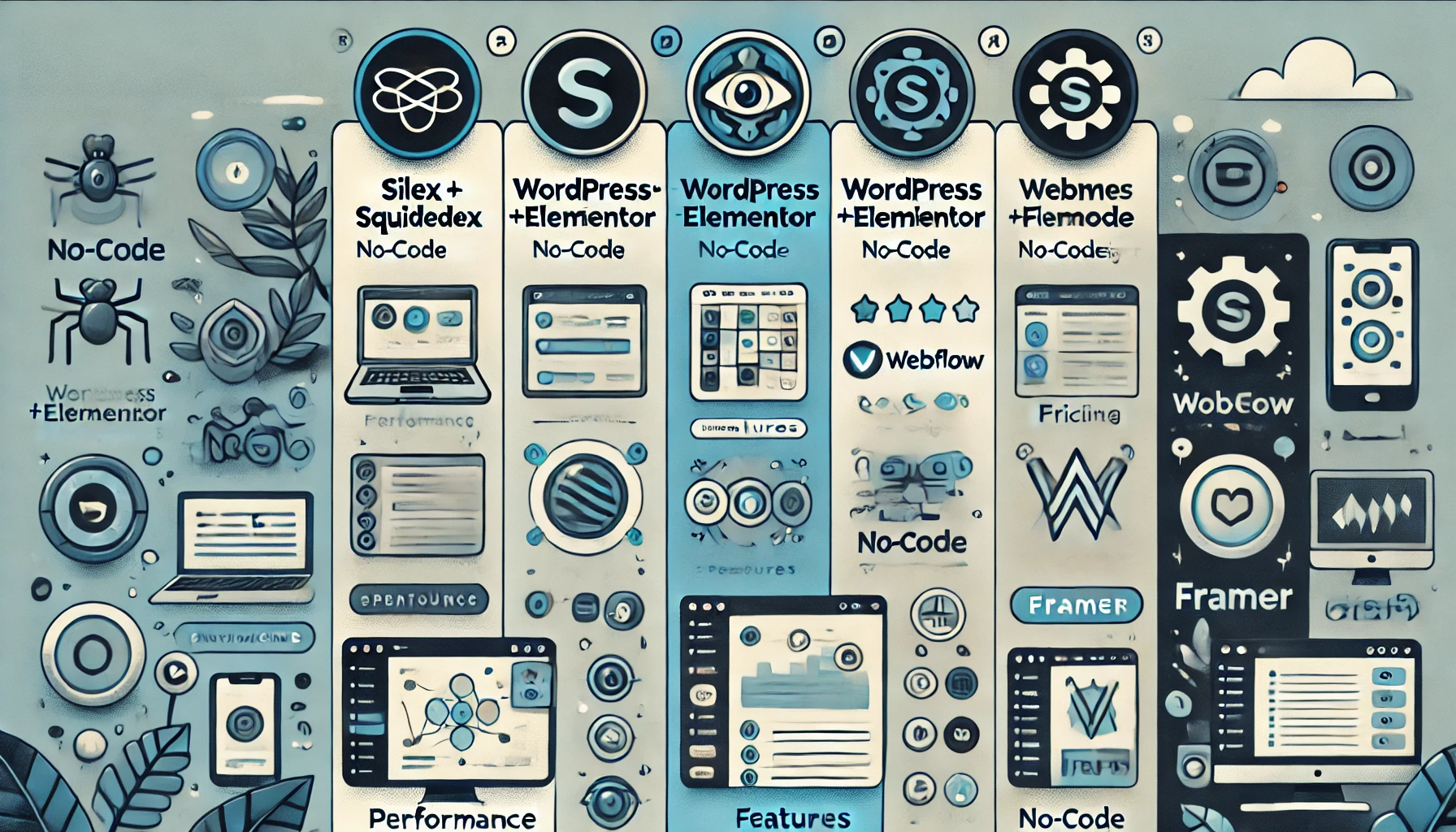 Visual Development: compare 4 no-code plateforms for your next website